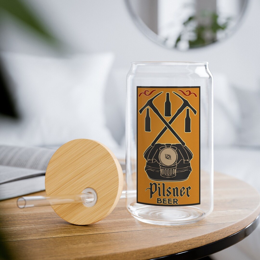 Pickaxe Pilsner Beer Fallout Inspired Glass Tumbler, Iced Coffee Cup ...