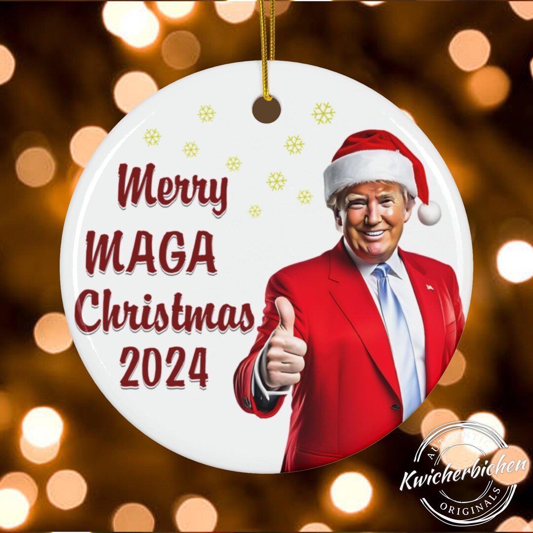 Trump Merry MAGA Christmas Ornament, Trump 2024 Ornament, Trump Shot ...