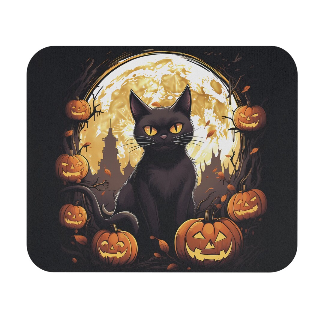 Black Cat Mouse Pad rectangle - Etsy