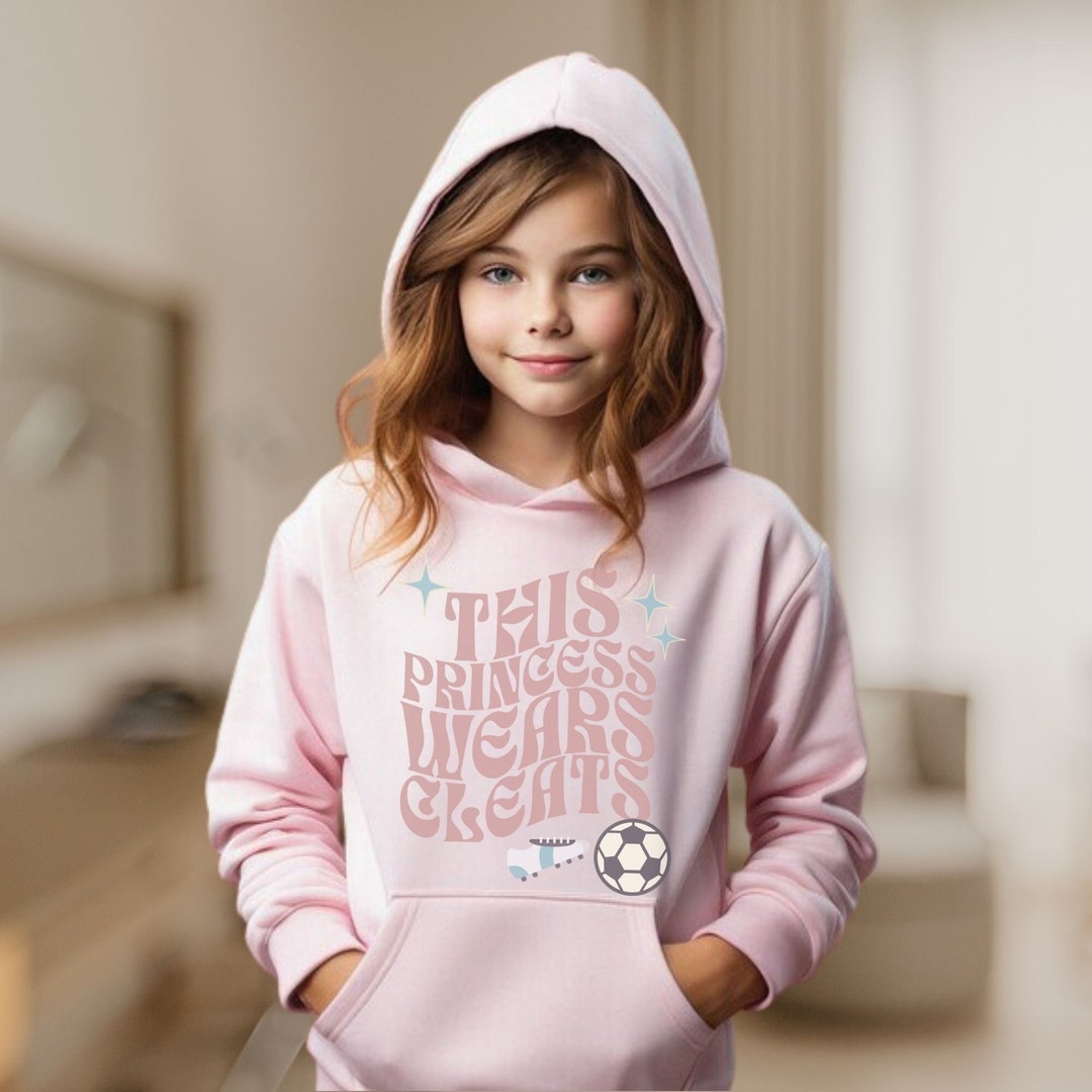 Soccer Youth Hoodie, Retro Groovy Sweatshirt for Kids, Princess Cleats ...