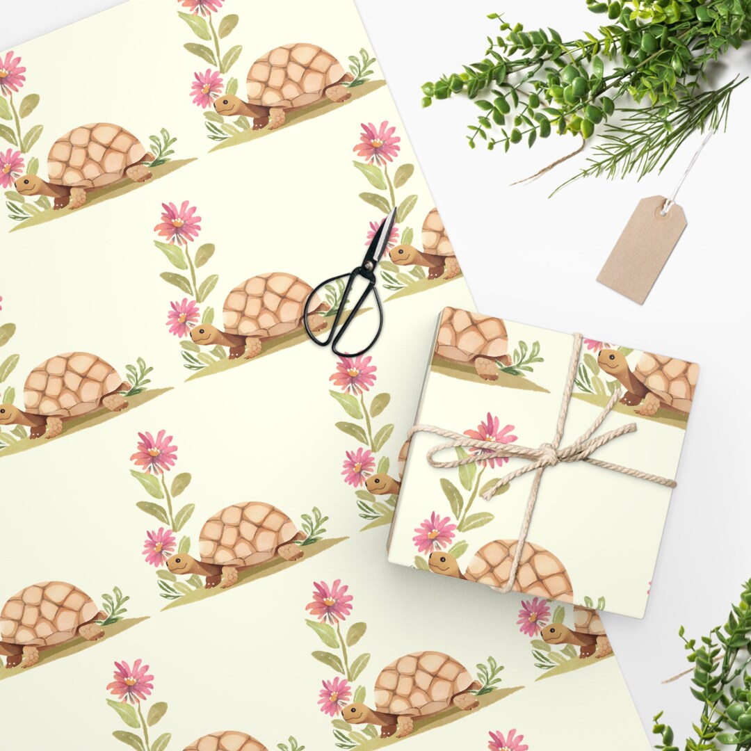 The Little Torti Wrapping Paper - Flower Tortoise - Etsy