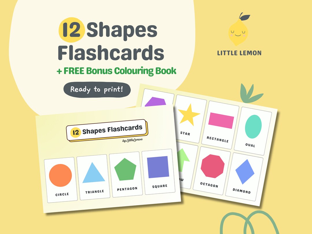 12 Shapes Flashcards +FREE Coloring Book | Preschool Cards | Printable ...