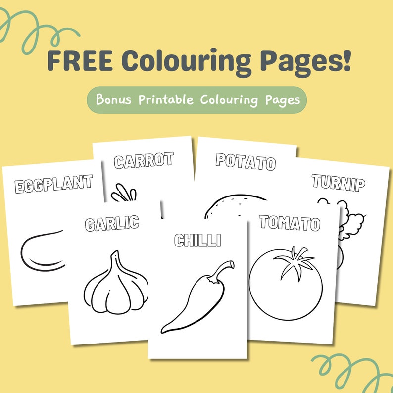 12 Vege Flashcards +FREE Coloring Book | Preschool Cards | Printable ...