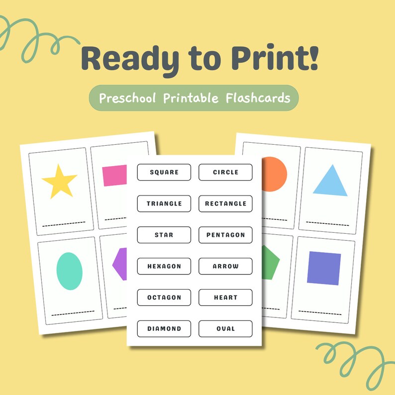 12 Shapes Flashcards +FREE Coloring Book | Preschool Cards | Printable ...