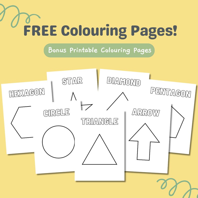 12 Shapes Flashcards +FREE Coloring Book | Preschool Cards | Printable ...