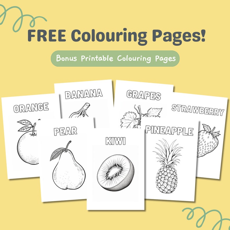 12 Fruit Flashcards + FREE Coloring Book | Preschool Cards | Printable ...