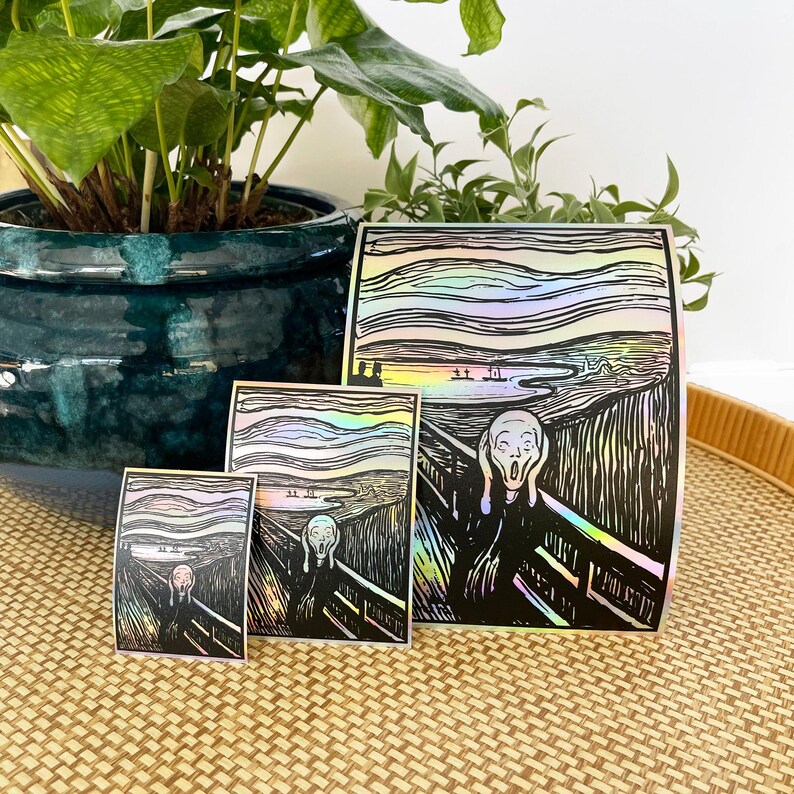 The Scream by Edvard Munch | Holographic Decal | Laptop, Notebook, Water Bottle Sticker ...