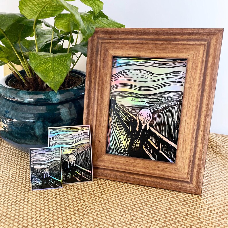 The Scream by Edvard Munch | Holographic Decal | Laptop, Notebook, Water Bottle Sticker ...