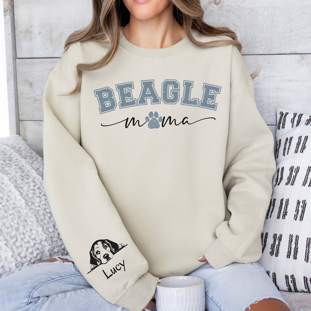 Personalized Beagle Dog Mom Sweatshirt, Custom Beagle Name Sweatshirt ...