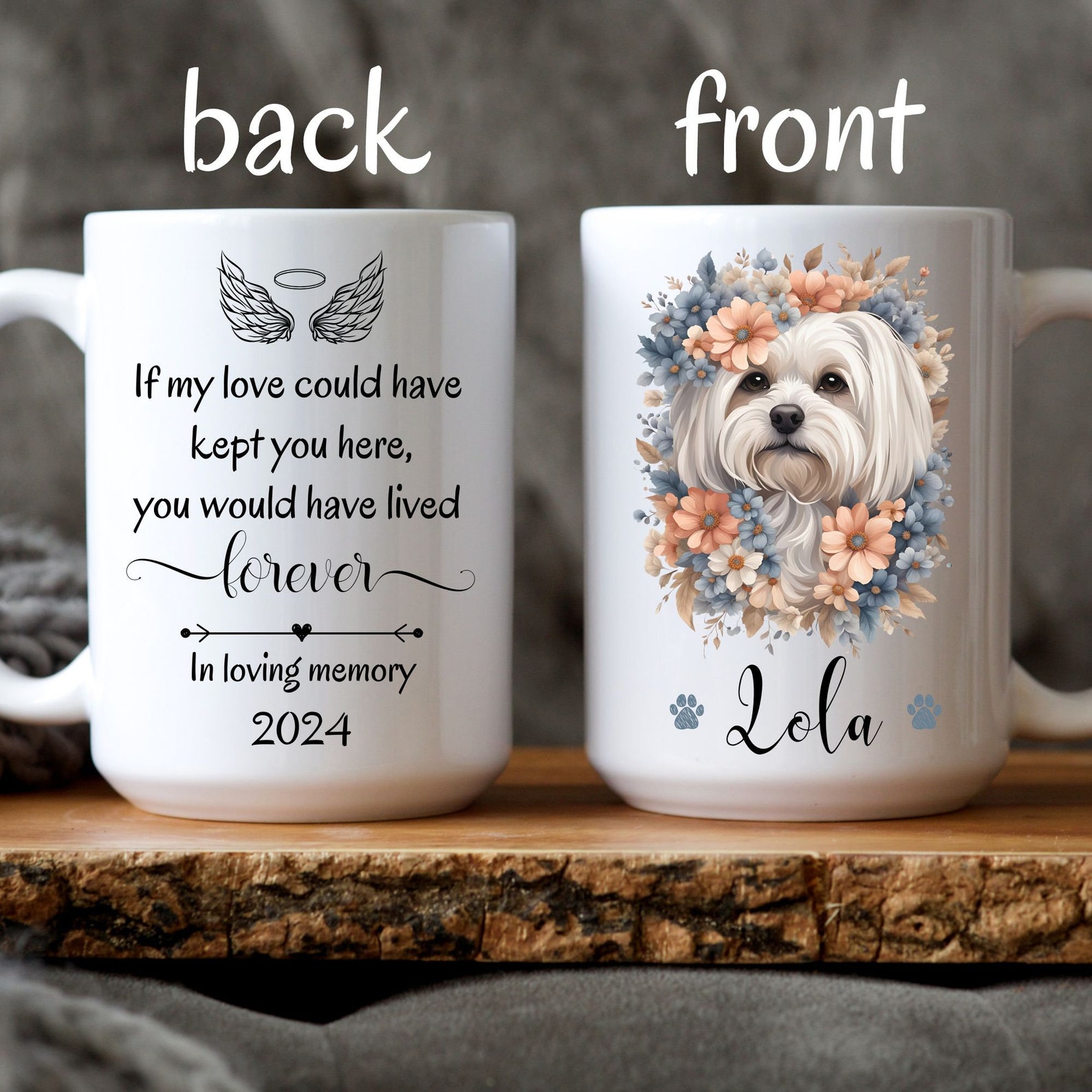Personalized Maltese Dog Memorial Mug, Custom Loss of Pet Gift ...