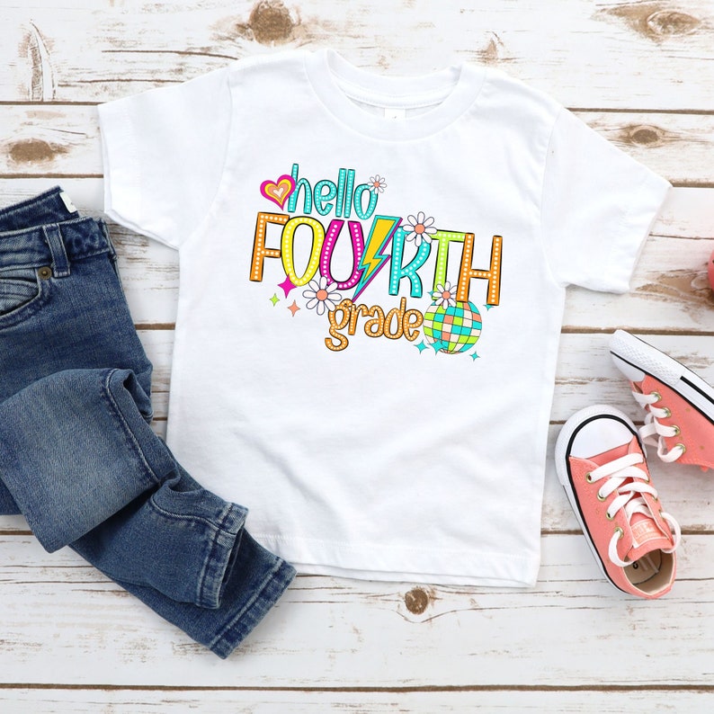 Hello Fourth Grade Kids Back to School Fourth Grader Shirt Matching ...