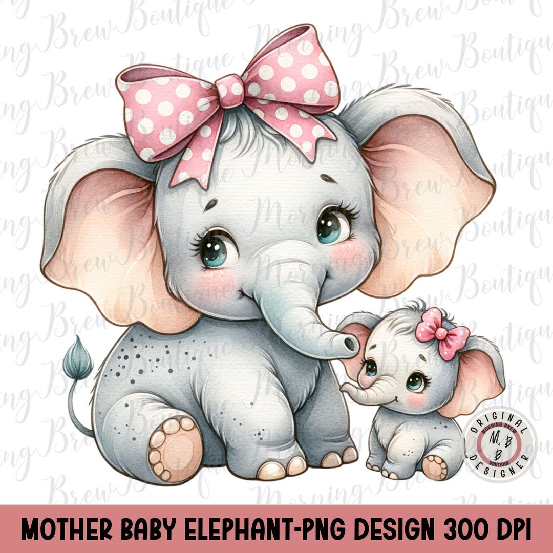 Watercolor Mother Baby Elephant PNG Clipart, Wild Animals Clipart ...