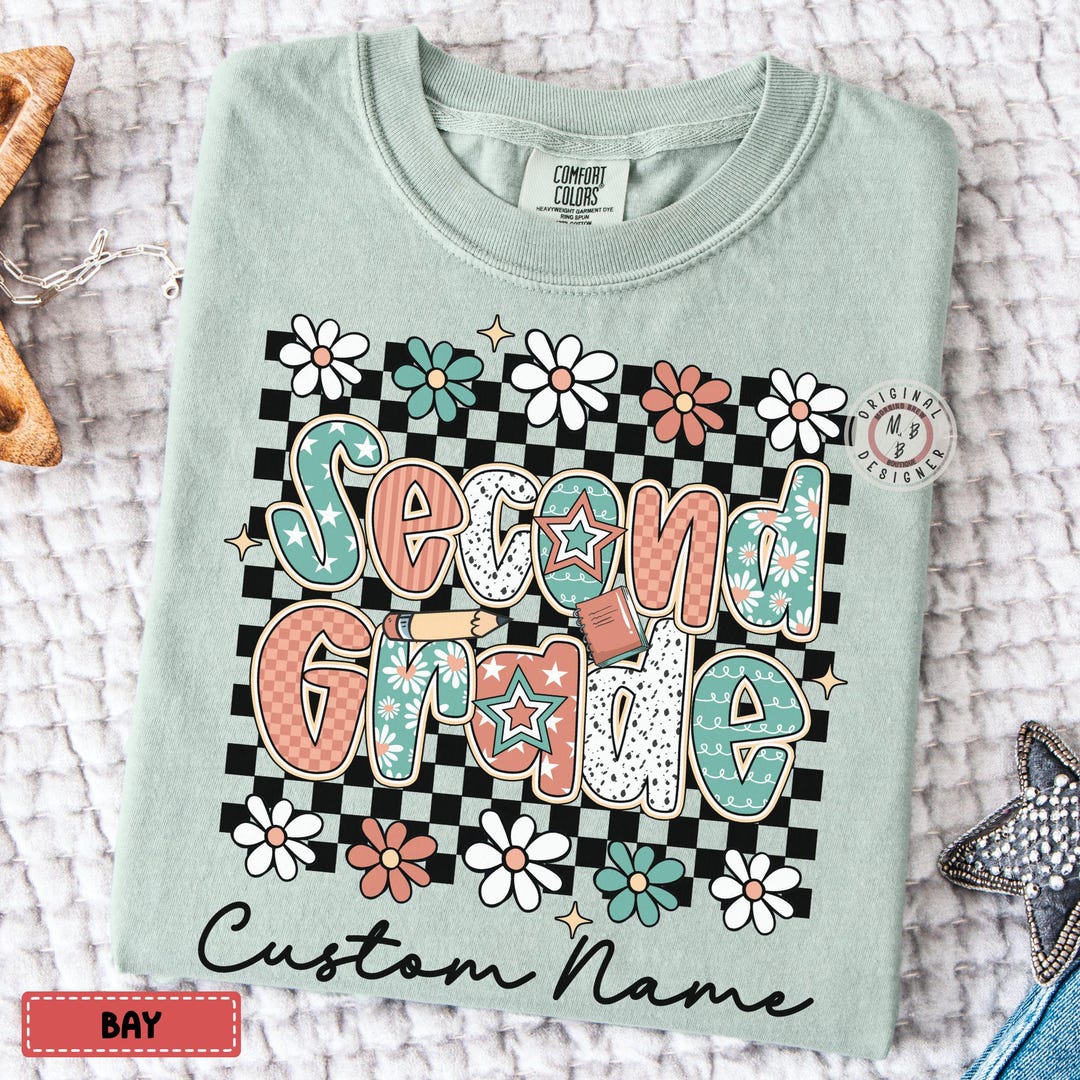 Comfort Colors* Custom Name Back to School Second Grade Teacher Shirt ...