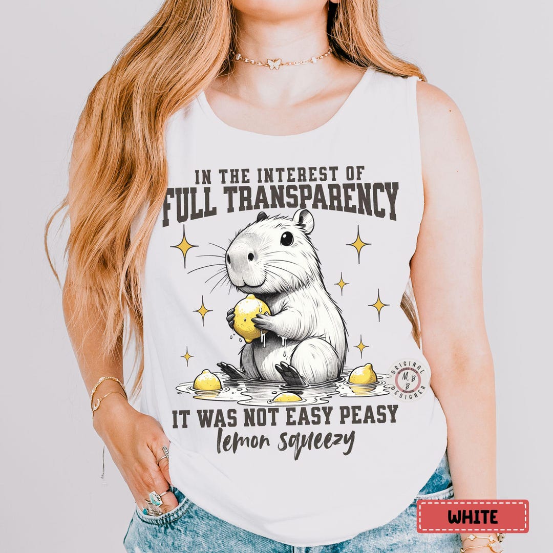 Comfort Colors* Retro Funny Capybara Tank-top, Capybara Lemon Tank for ...