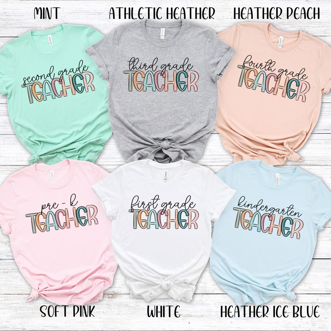 Back to School Custom Grade Teacher Shirt, Trendy First Day of School ...