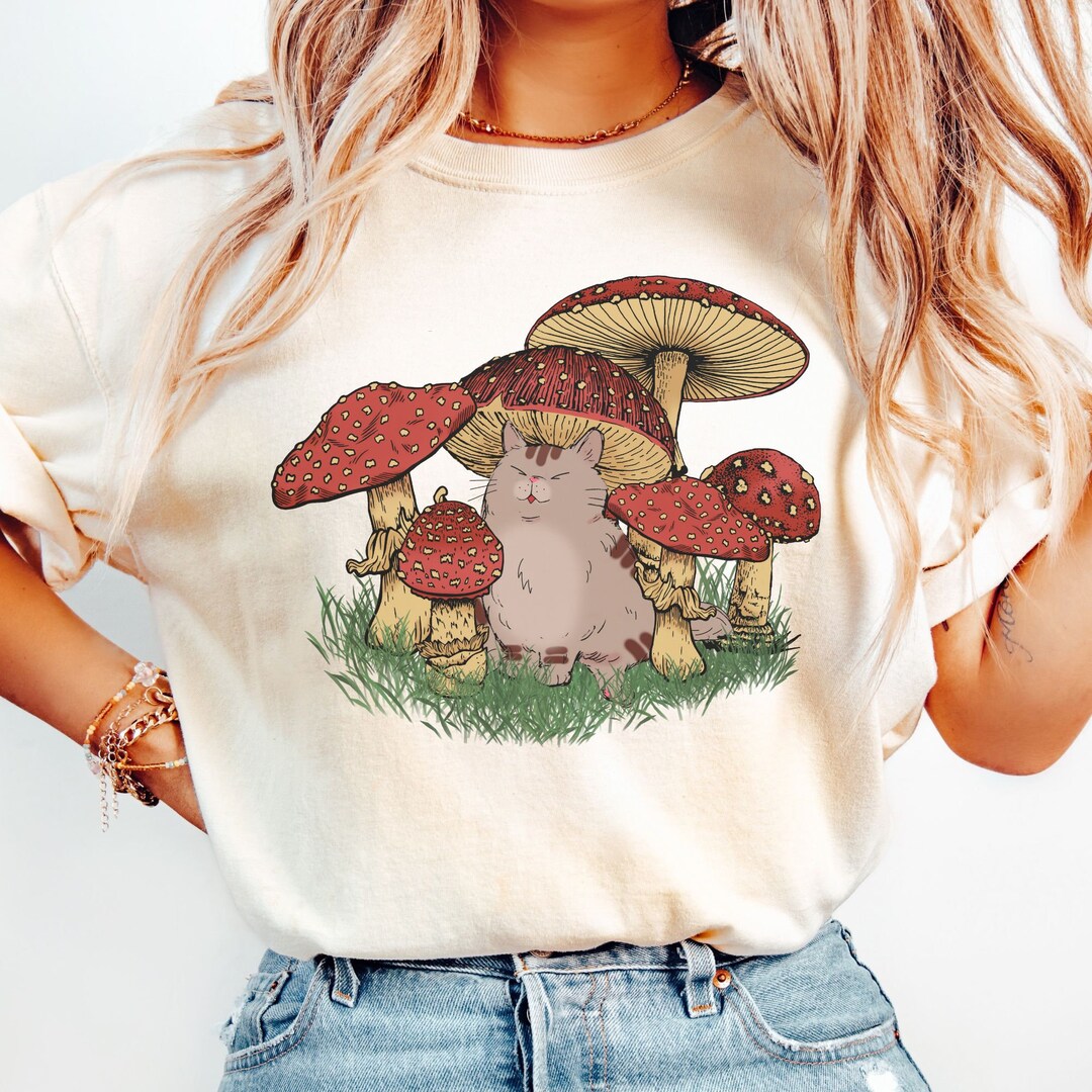 Comfort Colors* Cottagecore Cat Mushroom Shirt, Forestcore Cat Shirt ...
