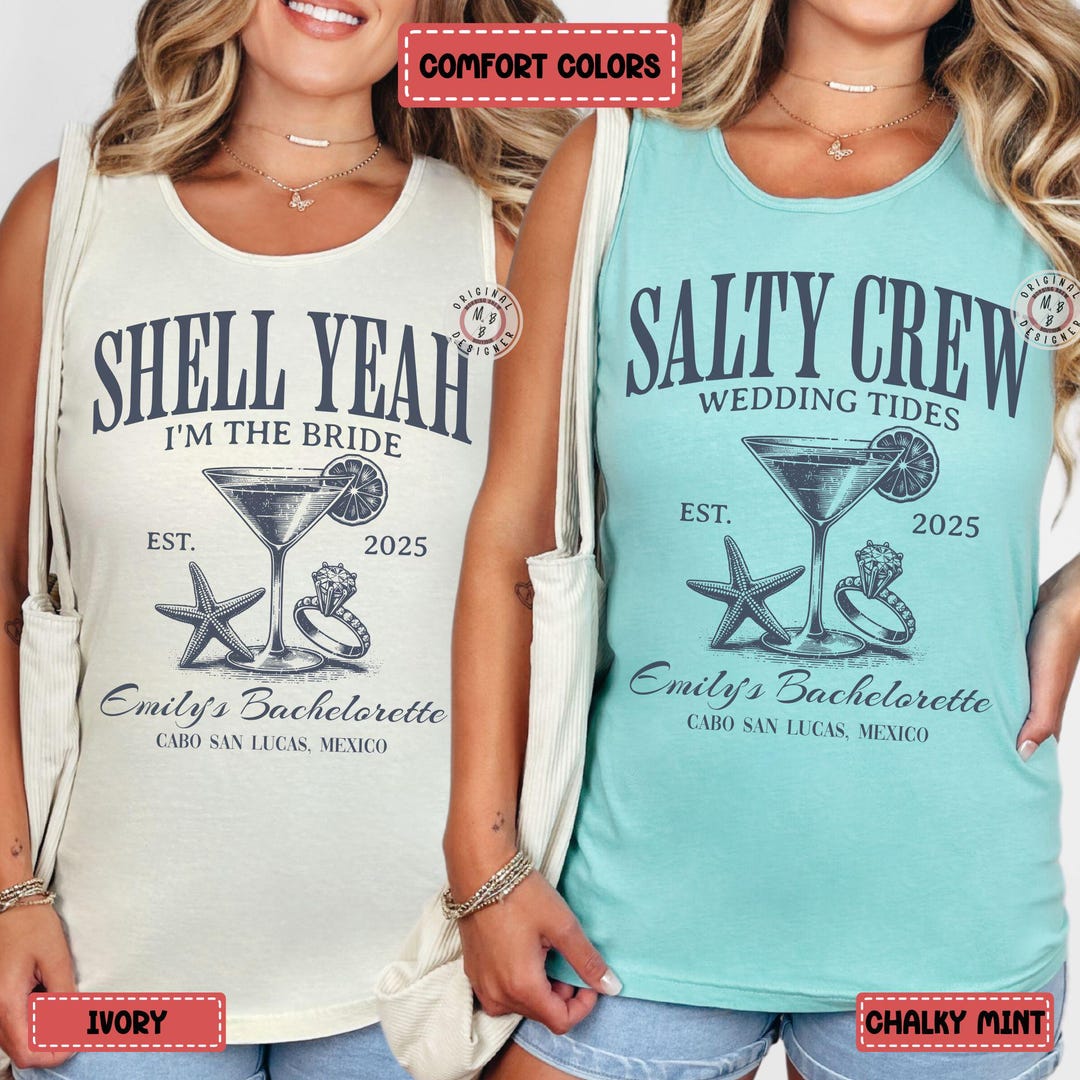 Comfort Colors* Custom Beach Bachelorette Party Tanks, Shell Yeah I'm the Bride Bachelorette ...
