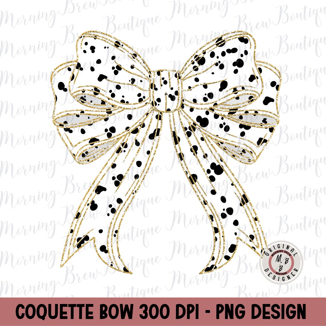 Glitter Dalmatian Print Coquette Bow PNG Coquette Bow Trendy Glitter ...