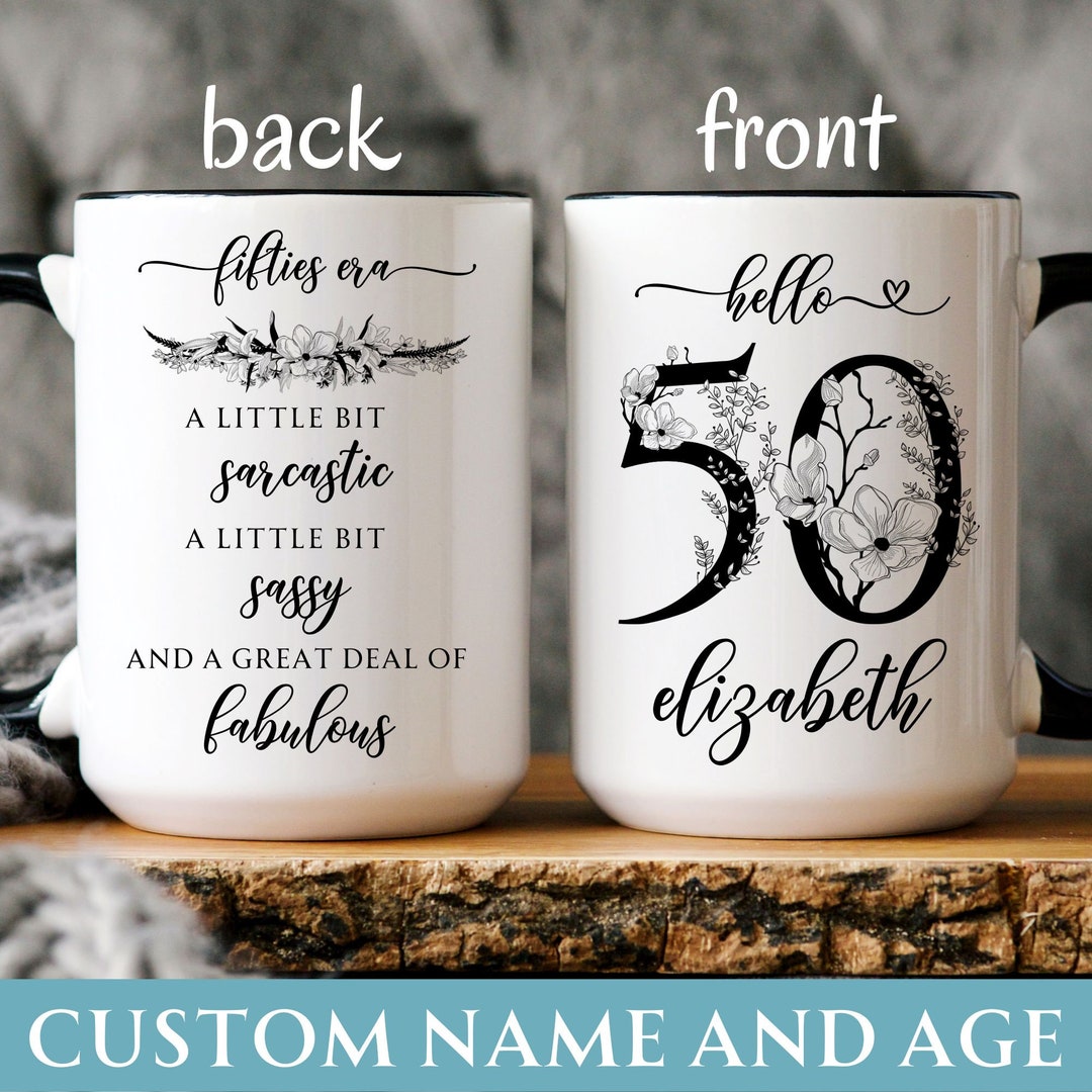 Personalized Name 50th Birthday Mug, Custom Birthday Mug, Custom Friend ...