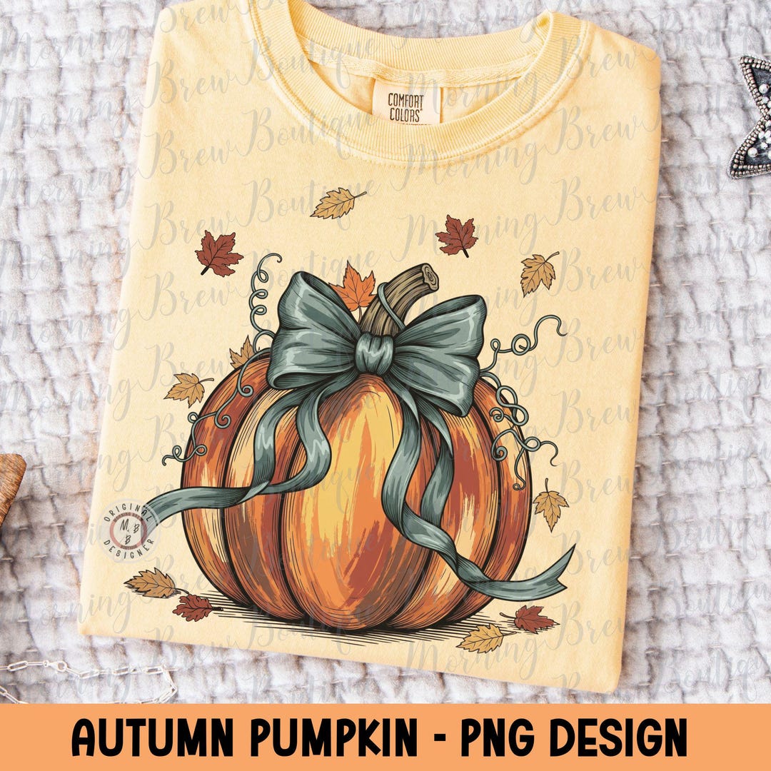 Colorful Fall Coquette Pumpkin PNG Design, Girly Fall Pumpkin Design ...