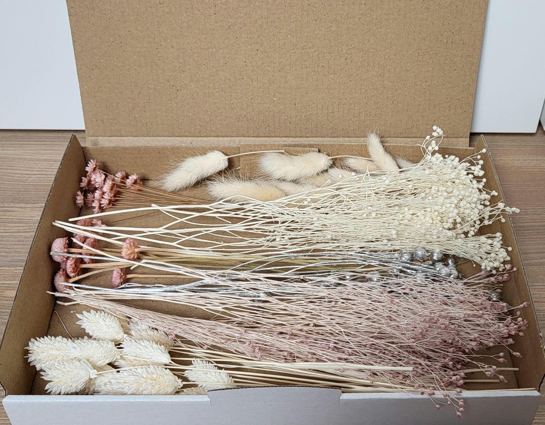 DIY Dried Flower Set | Craft Box Natural Beige Pink | Dried Flower Box ...