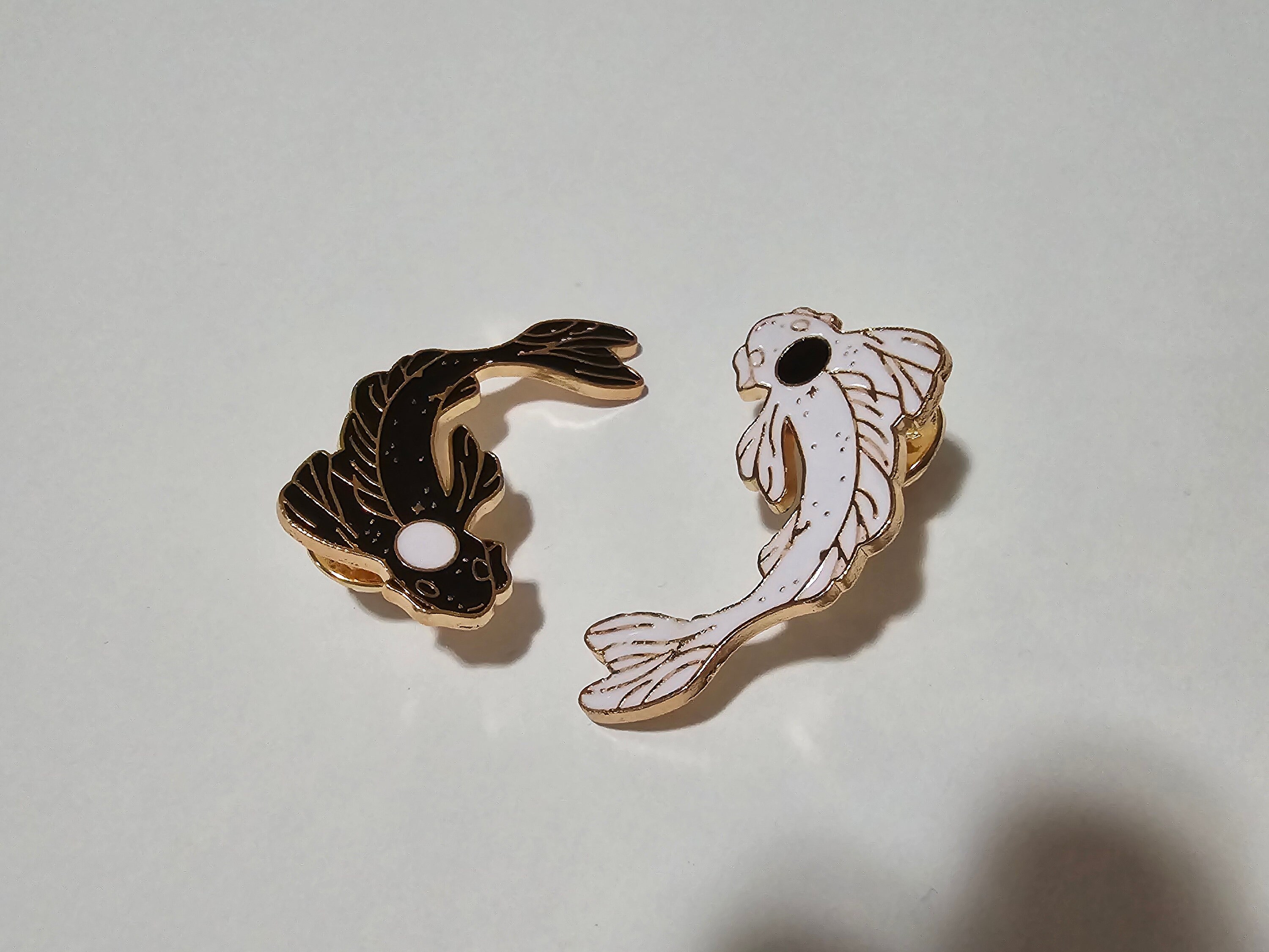 Yin Yang Koi Fish Black and White Enamel Pins - Etsy