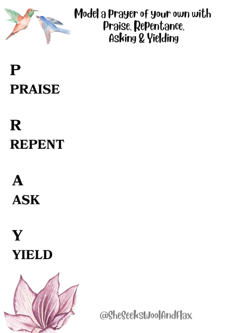 P.R.A.Y. Prayer Method Prayer Worksheets Homeschool Lords Prayer Prayer ...