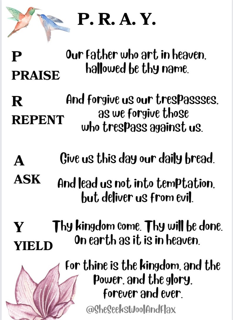 P.R.A.Y. Prayer Method | Prayer Worksheets | Homeschool | Lords Prayer ...