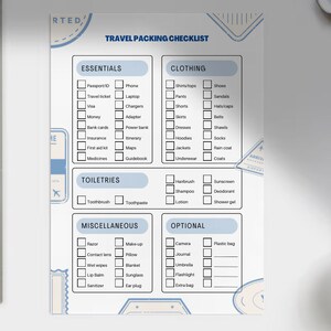 Editable Travel Packing List - Printable Checklist & Organizer - Etsy