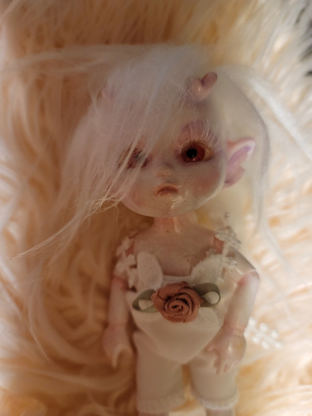 Ooak BJD White Fawn Deer Baby Girl Doll, Bjd , Artist Painted Bjd Deer ...