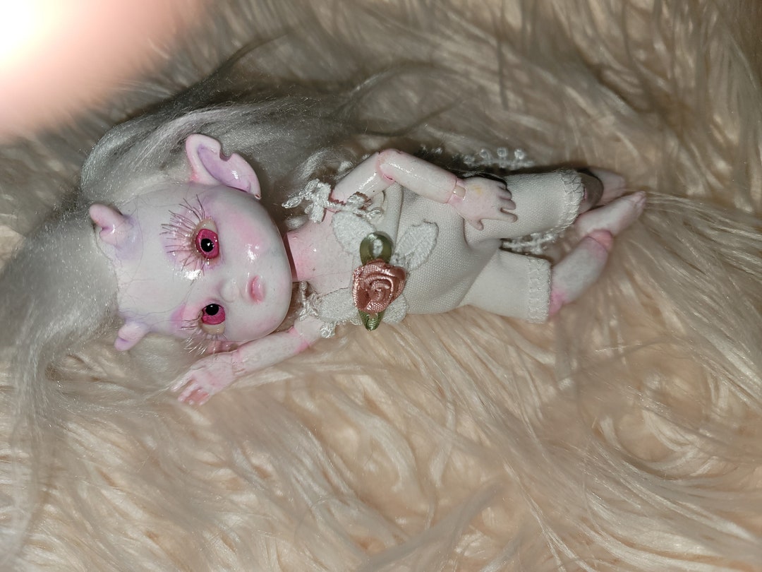 Ooak BJD White Fawn Deer Baby Girl Doll, Bjd , Artist Painted Bjd Deer ...