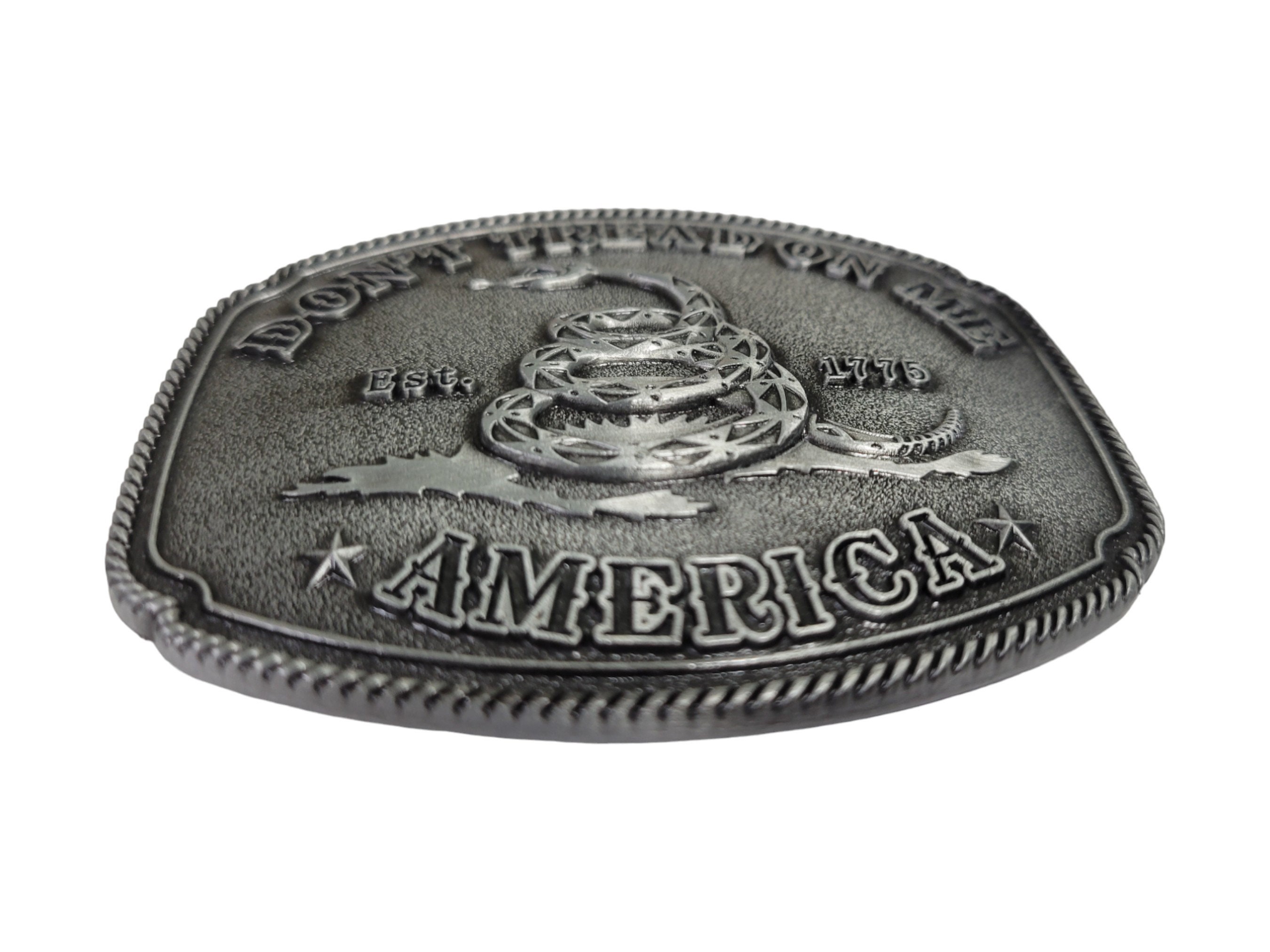 Vintage Silver Finish Don't Tread on Me Western Style Belt Buckle ...