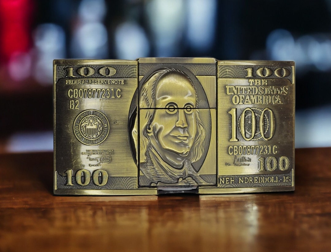 100 Dollar Bill Lighter Belt Buckle Lighter Holder With Benjamin ...