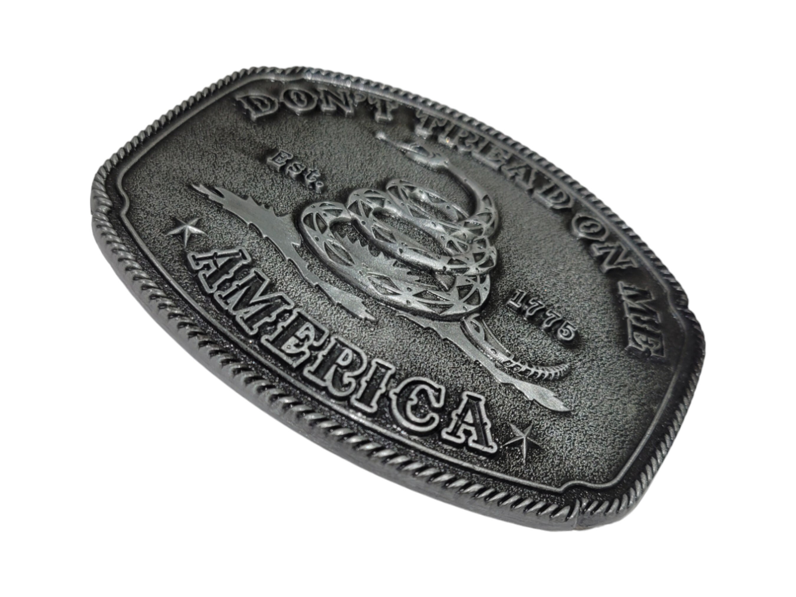 Vintage Silver Finish Don't Tread on Me Western Style Belt Buckle ...