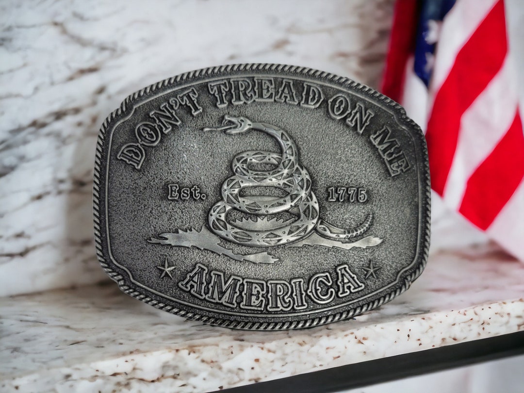 Vintage Silver Finish Don't Tread on Me Western Style Belt Buckle ...