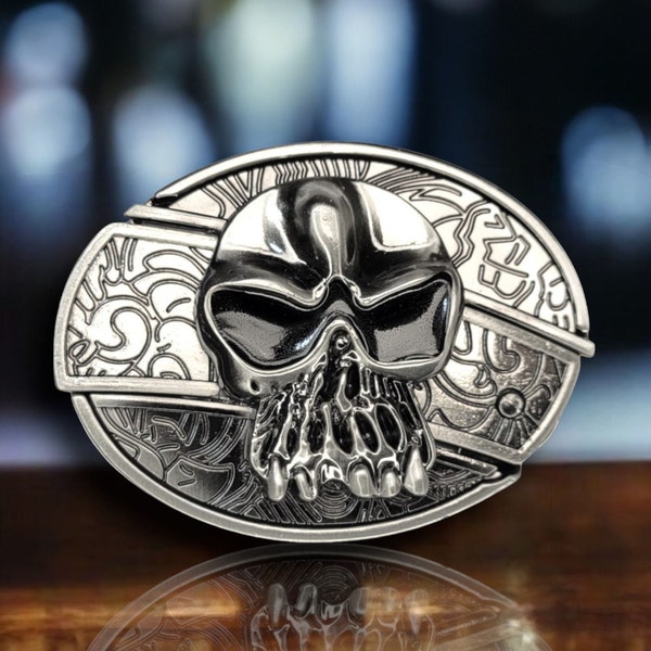 Skull Buckle Knife Vintage Etsy