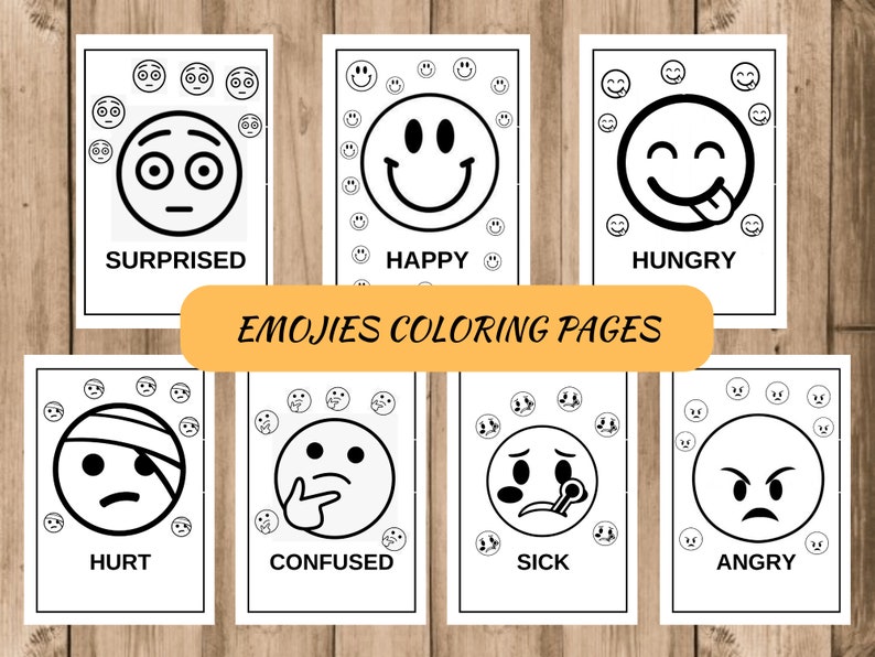 10 Emojies Coloring Books for Kids, Feelings,emotions Coloring Sheets ...