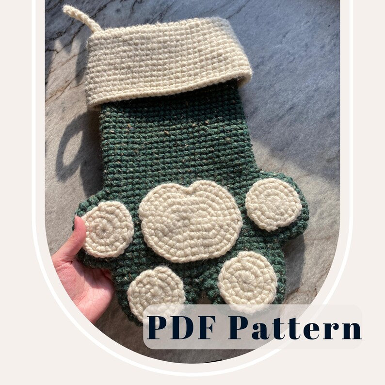 Paw Christmas Stocking Crochet Pattern Set – PDF Pet Stockings in 3 ...