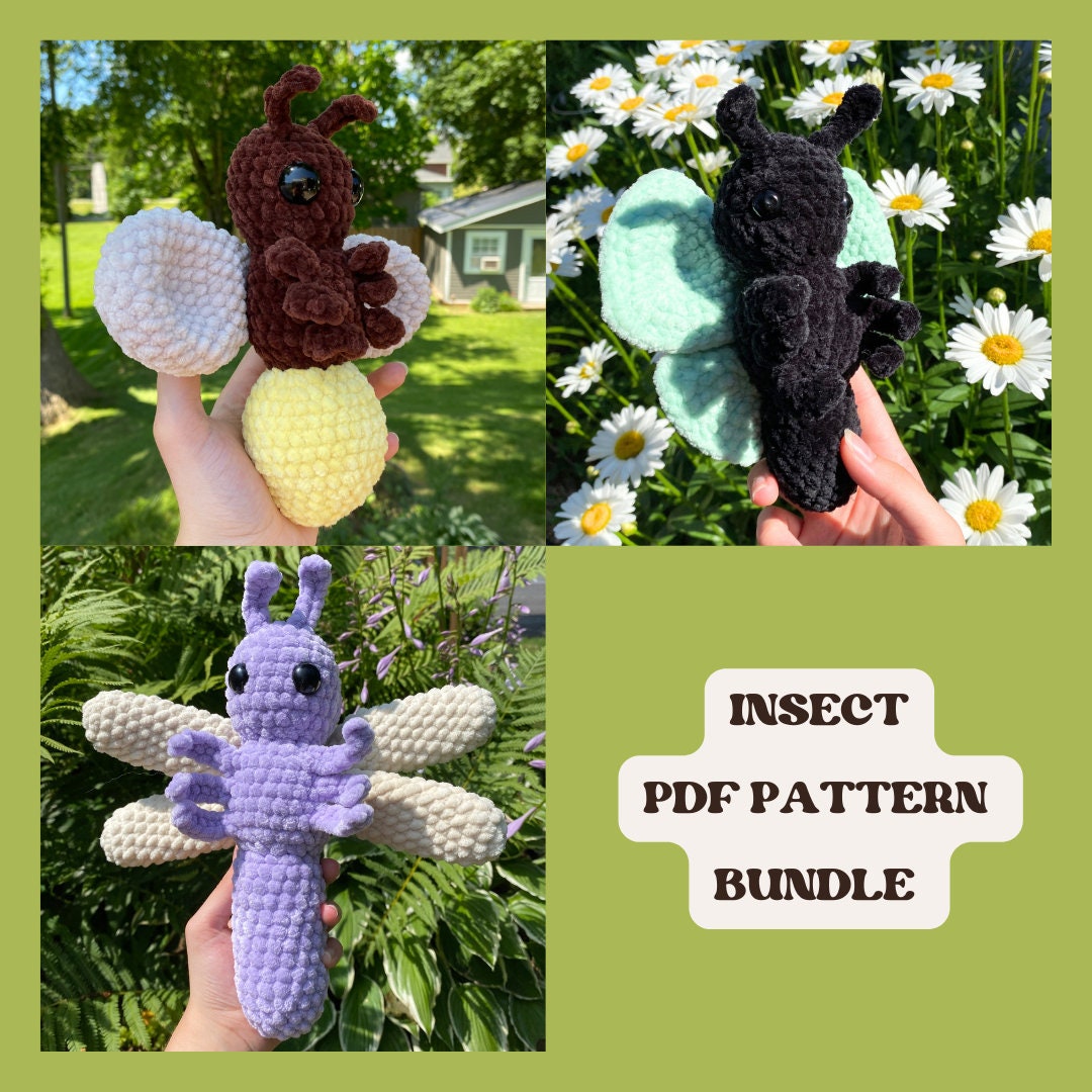 Insect Amigurumi Pattern Bundle, Firefly Crochet Pattern, Butterfly ...