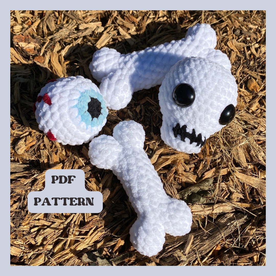 No-sew Halloween Crochet Pattern, Eyeball Crochet Pattern, Skull Crochet Pattern, Bone Crochet ...