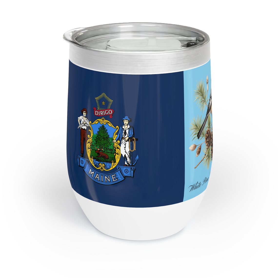 Maine State Flags Travel Mug, 12oz Tumbler, With Audubon Society Style ...