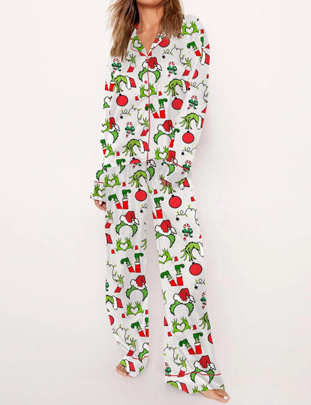 The Grinch Christmas Pajama Set Grinch Lover Pajamasgrinch Etsy Australia