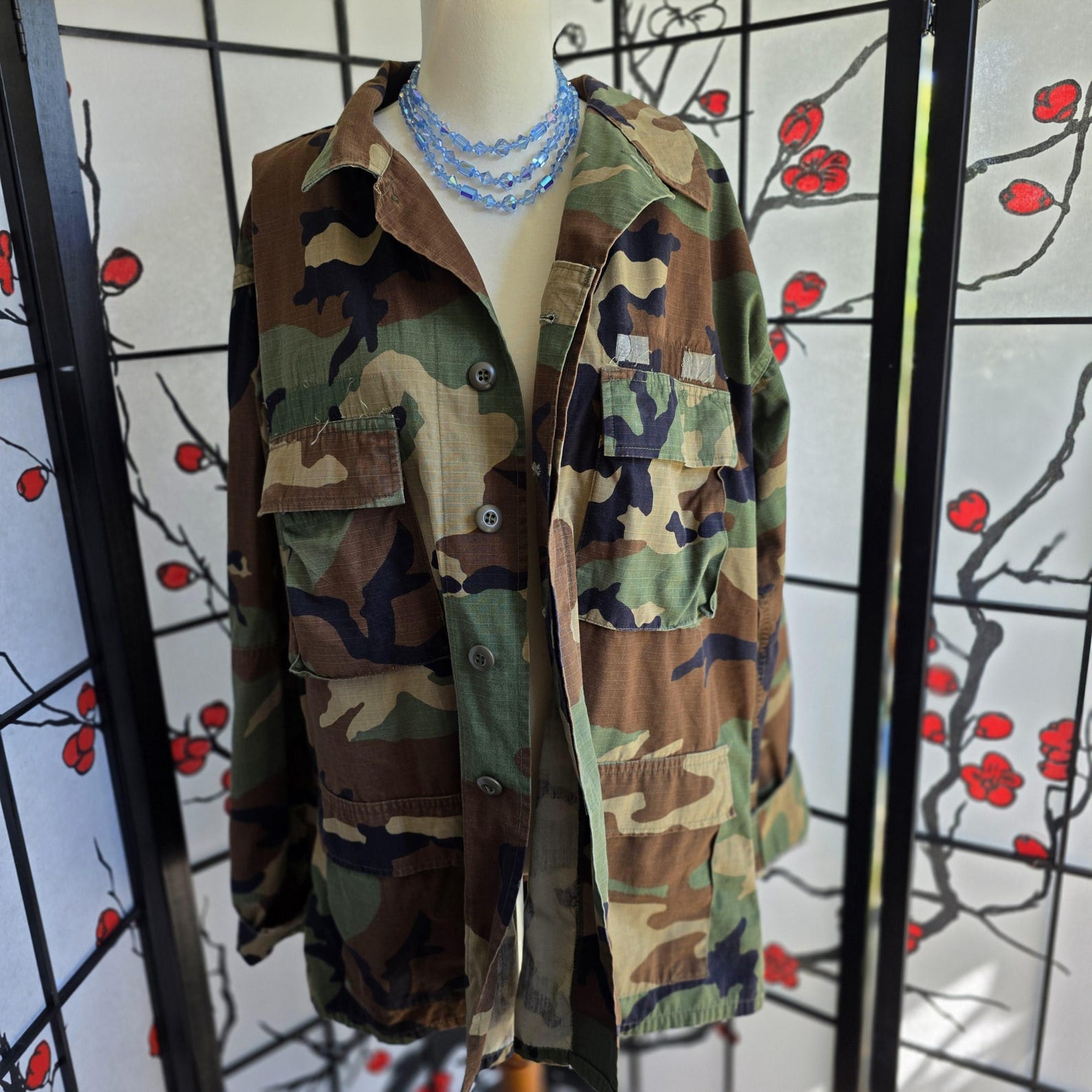 Hand-painted Tank Girl Camo Jacket: Upcycled Punk Comic Art, Size L - Etsy