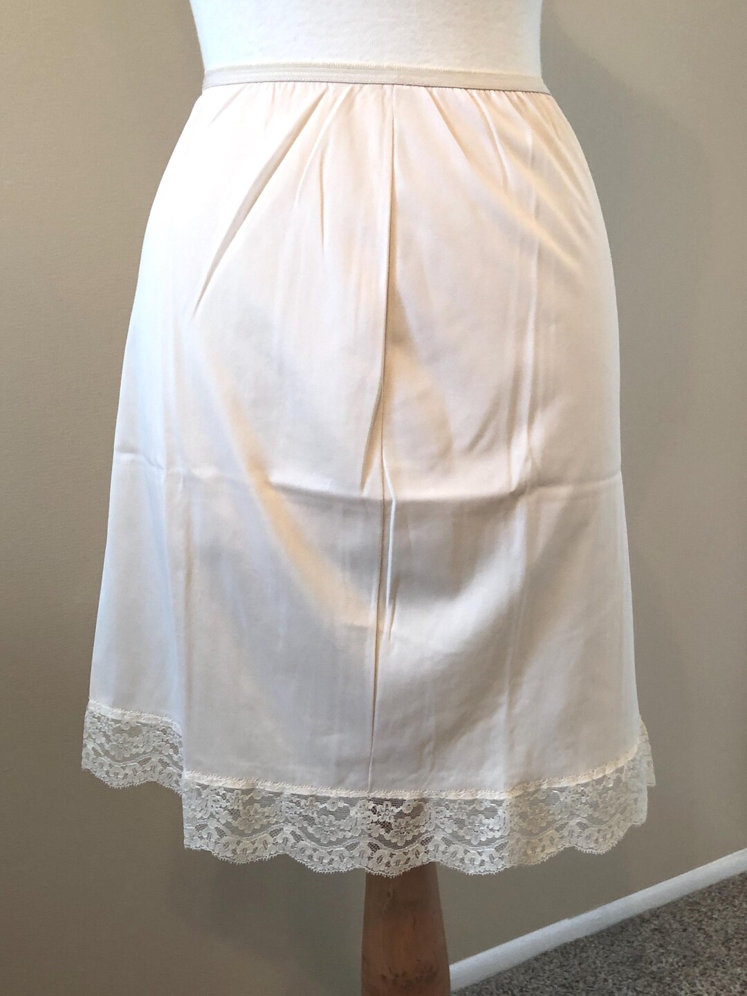 Half Slip, Beige, Nylon, Lace Hem, Vasserette, Size Small, Made in USA ...