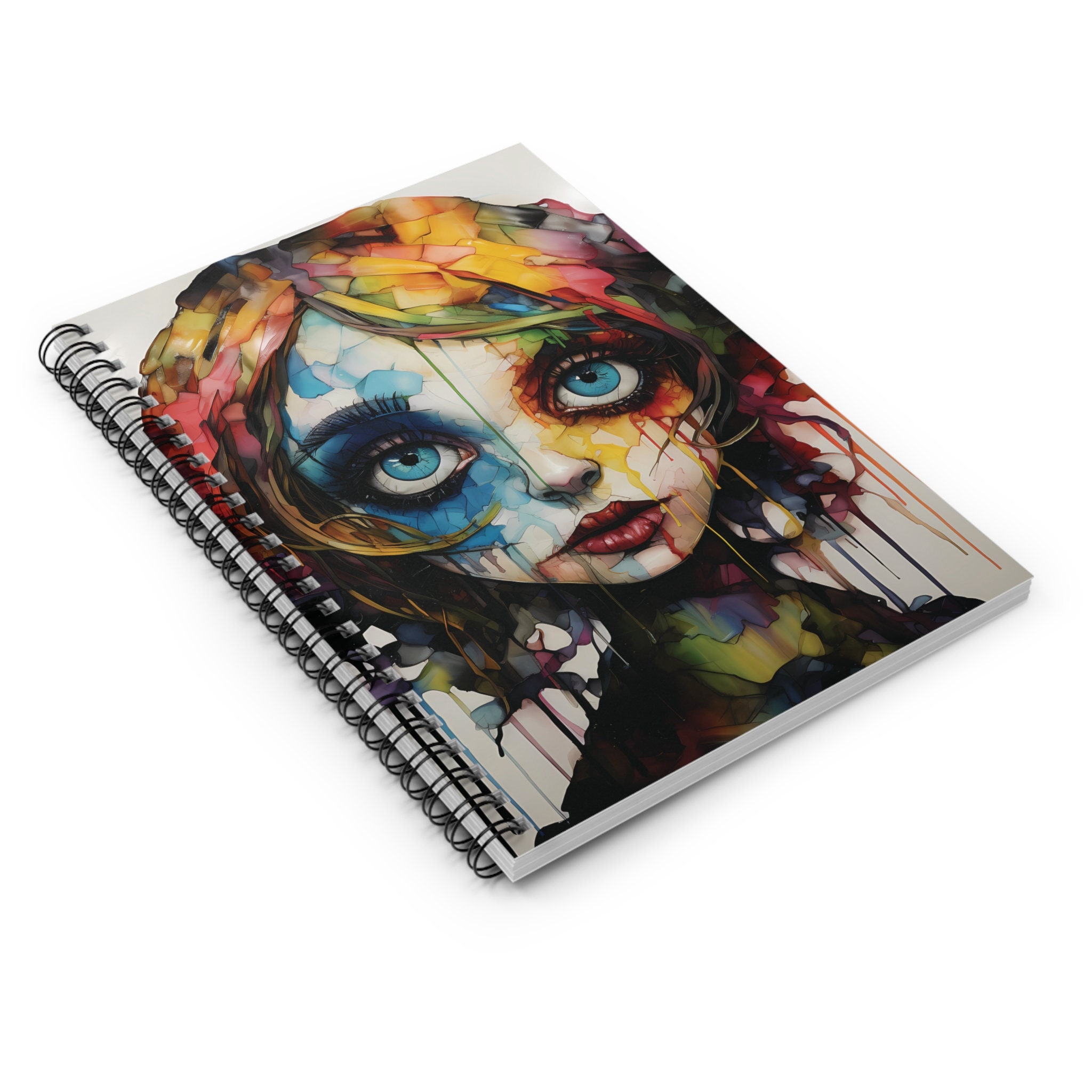 Dark Abstract Spiral Notebook, Creepy Haunted Doll Spiral Notebook ...