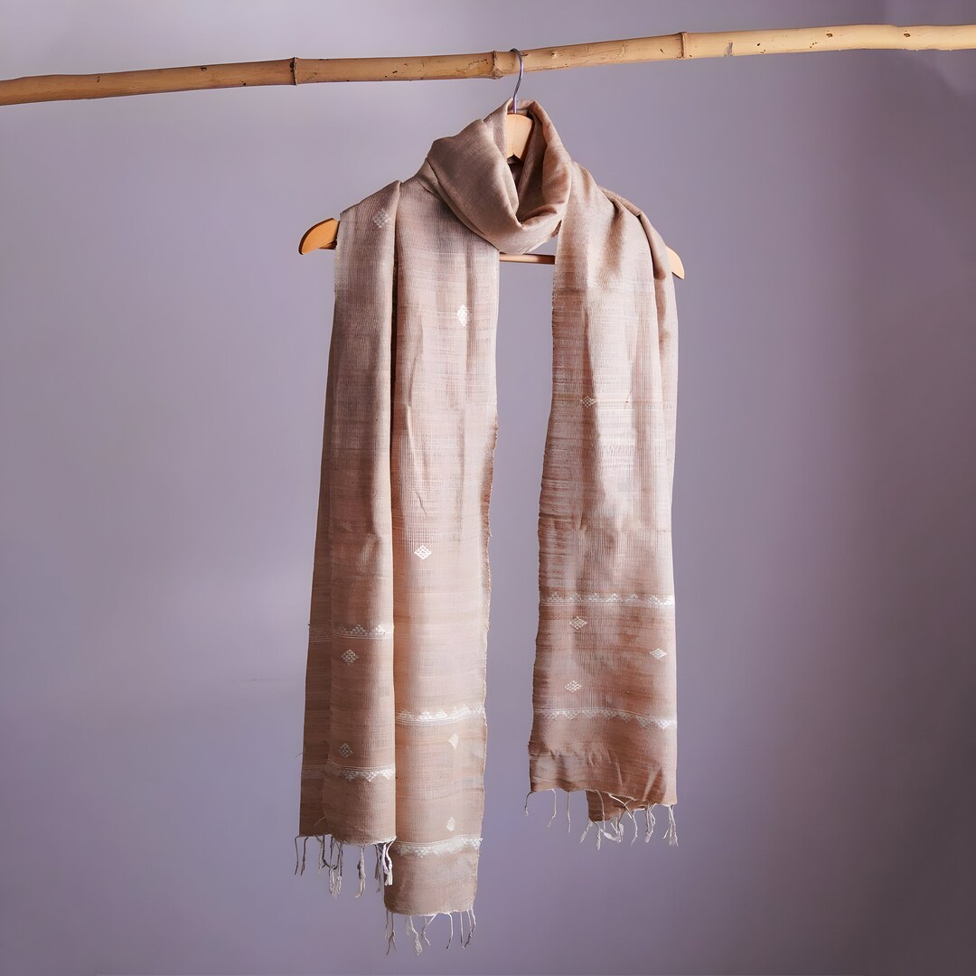 Isha Sophisticated Light Brown Eri Silk Stole Naturally Dyed - Etsy