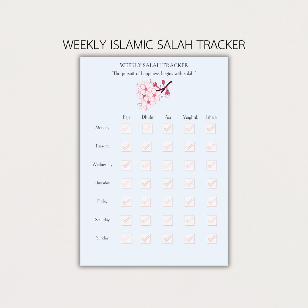 Salah Tracker|salah Chart|muslim Prayer Tracker|islamic Printables for ...