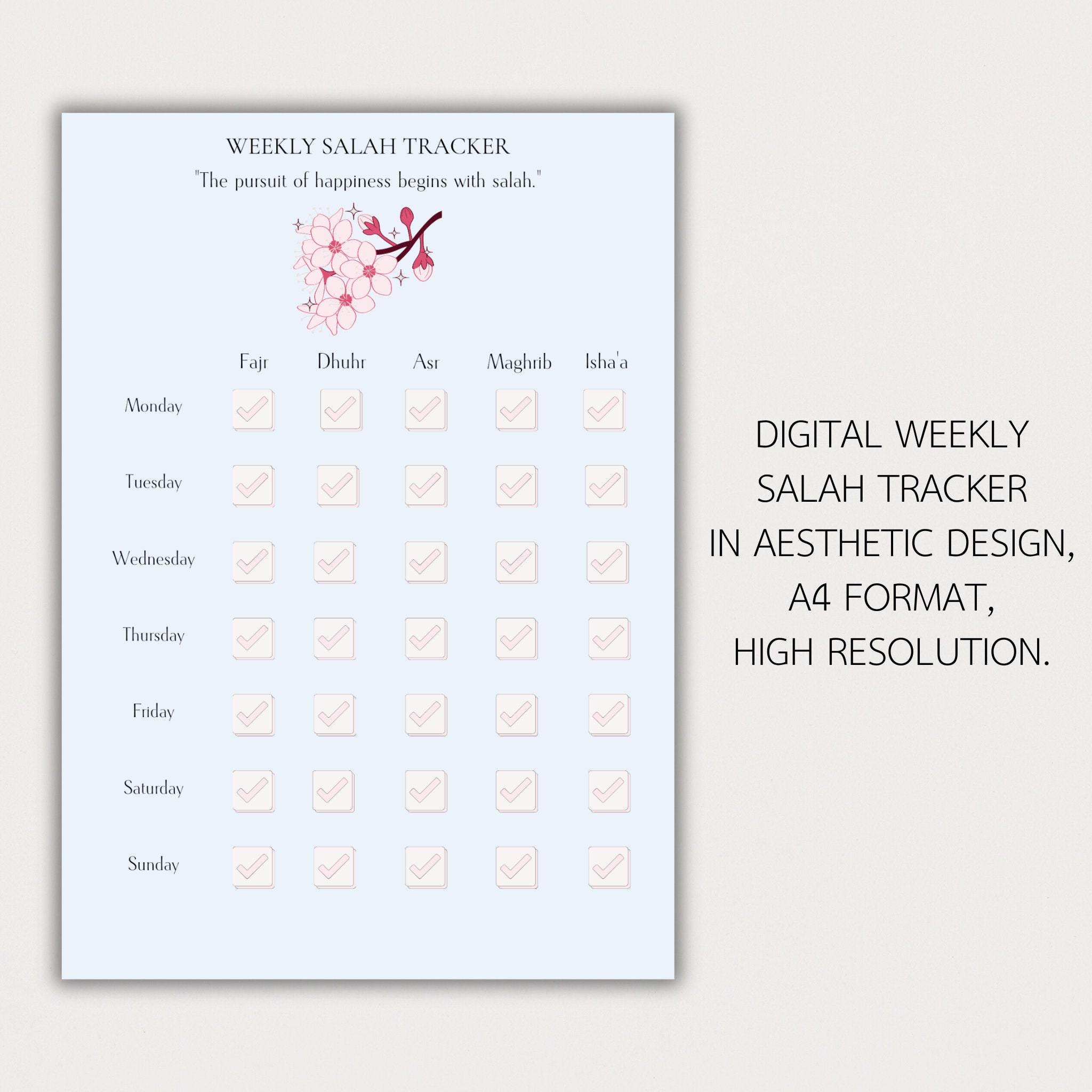 Salah Tracker|salah Chart|muslim Prayer Tracker|islamic Printables for ...