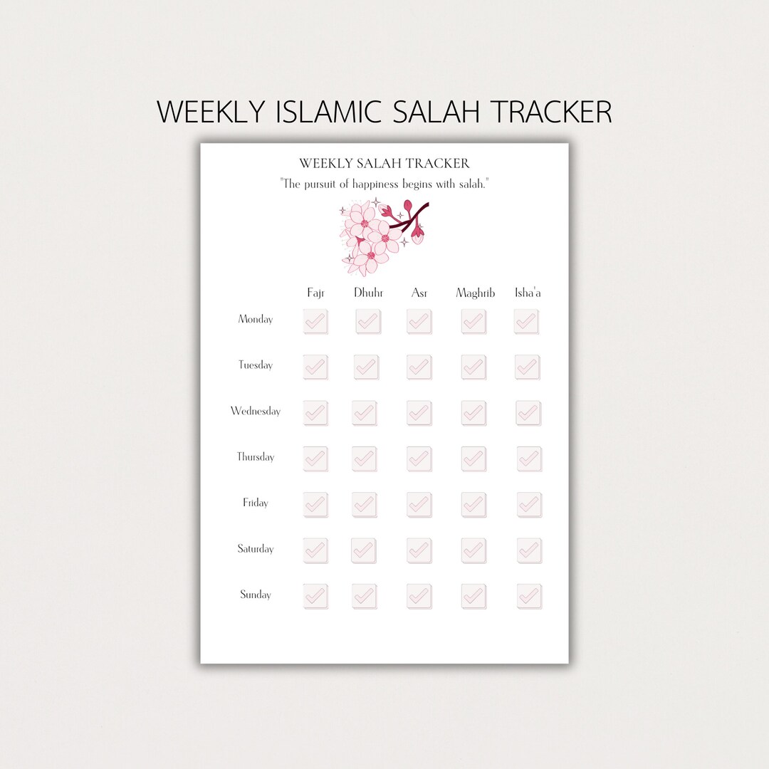 Printable Salah Tracker|muslim Prayer Tracker|islamic Prayer Planner ...