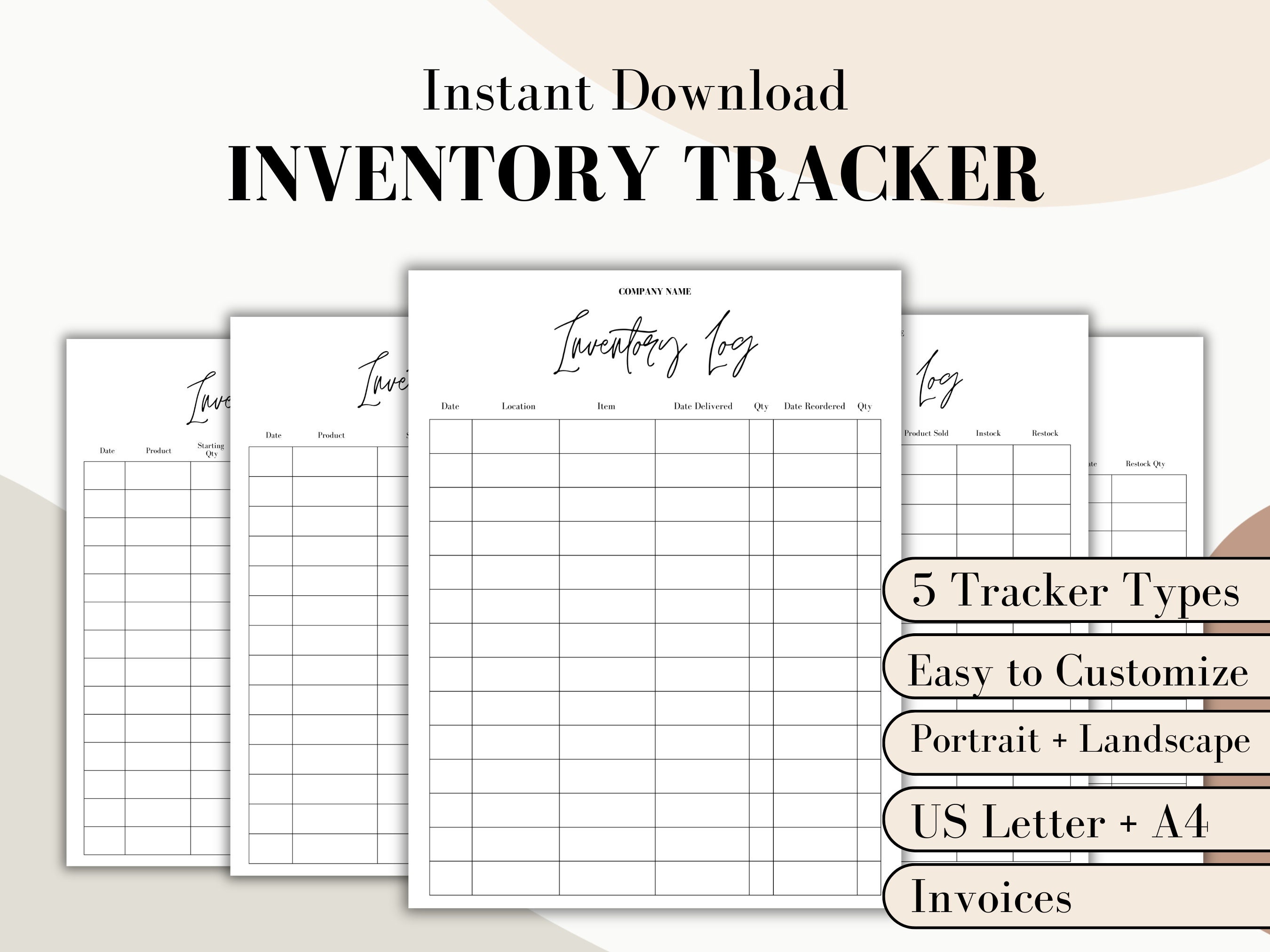 SIMPLE INVENTORY TRACKER Inventory Tracker Canva Inventory Log ...